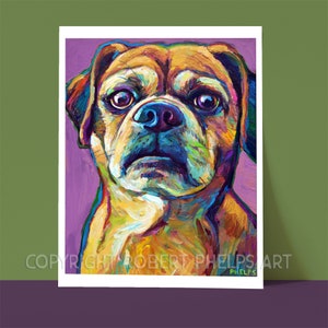 Art. Cute PUGGLE ART PRINT. 8.5 X 11 Unframed Giclee on Paper. - Etsy