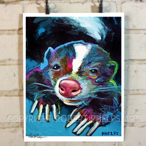 Cute Skunk Art Print, Unique Decor, Skunk Wall Art, Skunk Lover Gift ...