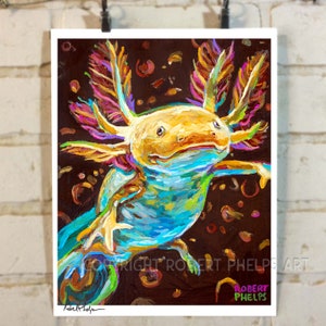 Axolotl Wall Art Print, Axolotl Home Decor, Axolotlcore Art, Colorful ...