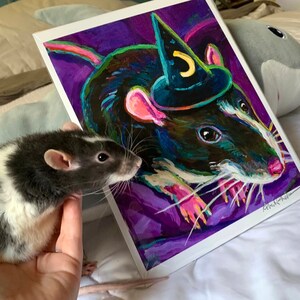 Witchy Rat Halloween Print, Rat Home Decor, Spooky Rat Art, Cute ...