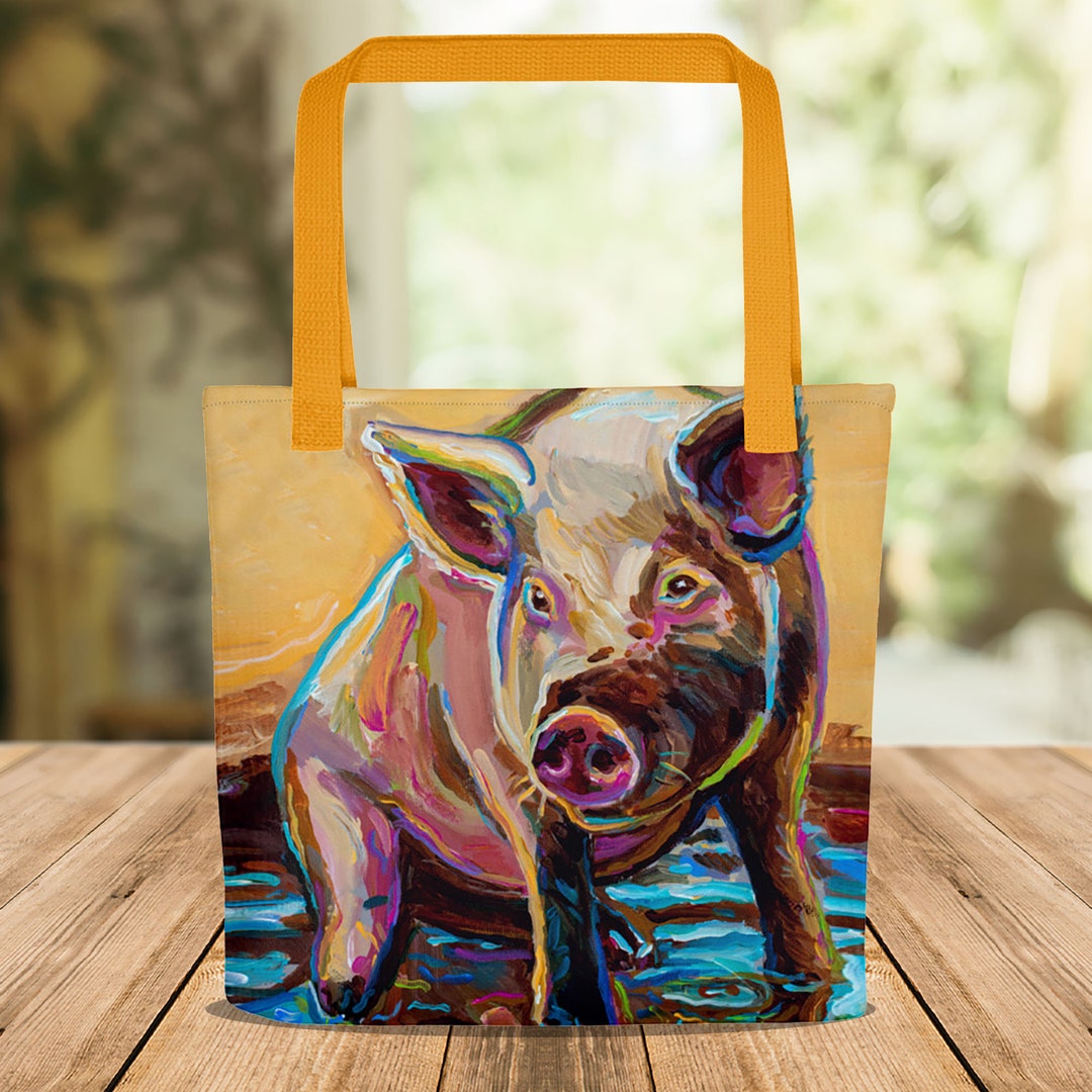Pig Art Tote Bag, Cute Pig Market Bag, Funny Pig Gift, Pig Lover Gifts ...
