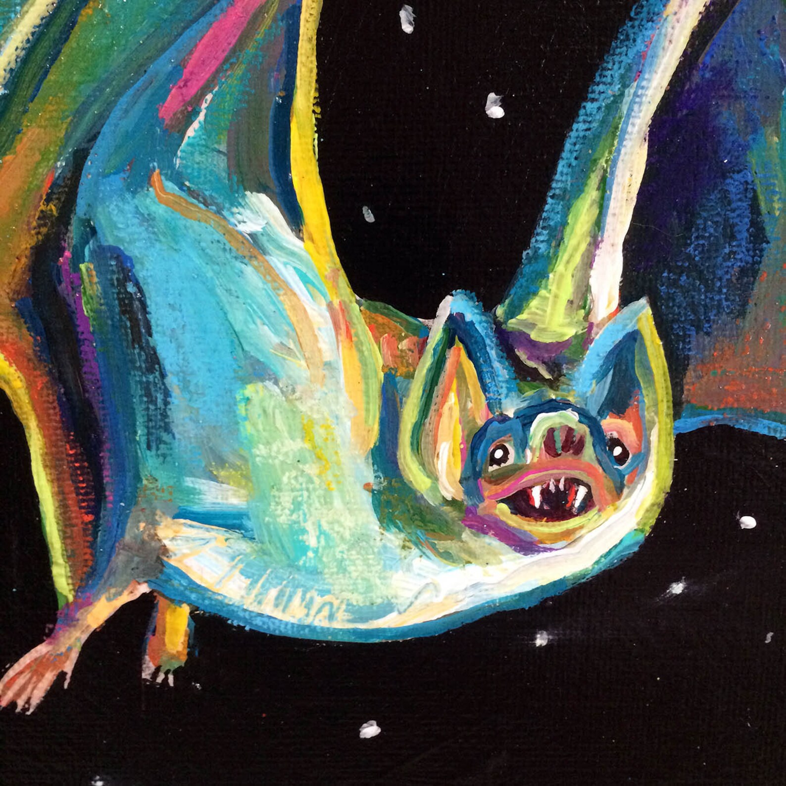 CREEPY CUTE BAT Painting on Canvas Panel Original Bat Art - Etsy