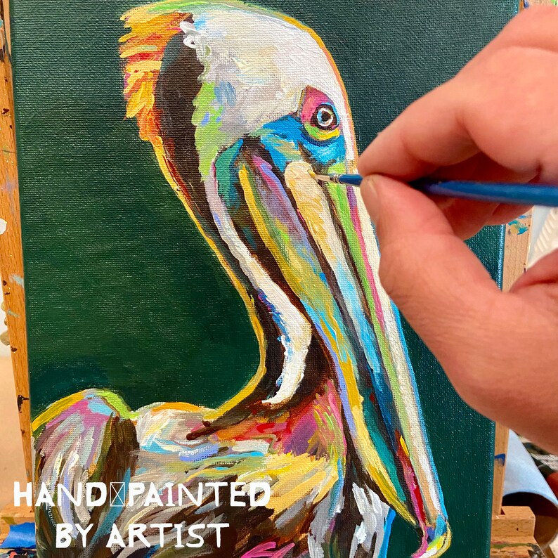 Colorful Pelican Mini Wall Art Print, Pelican Painting Artwork for ...