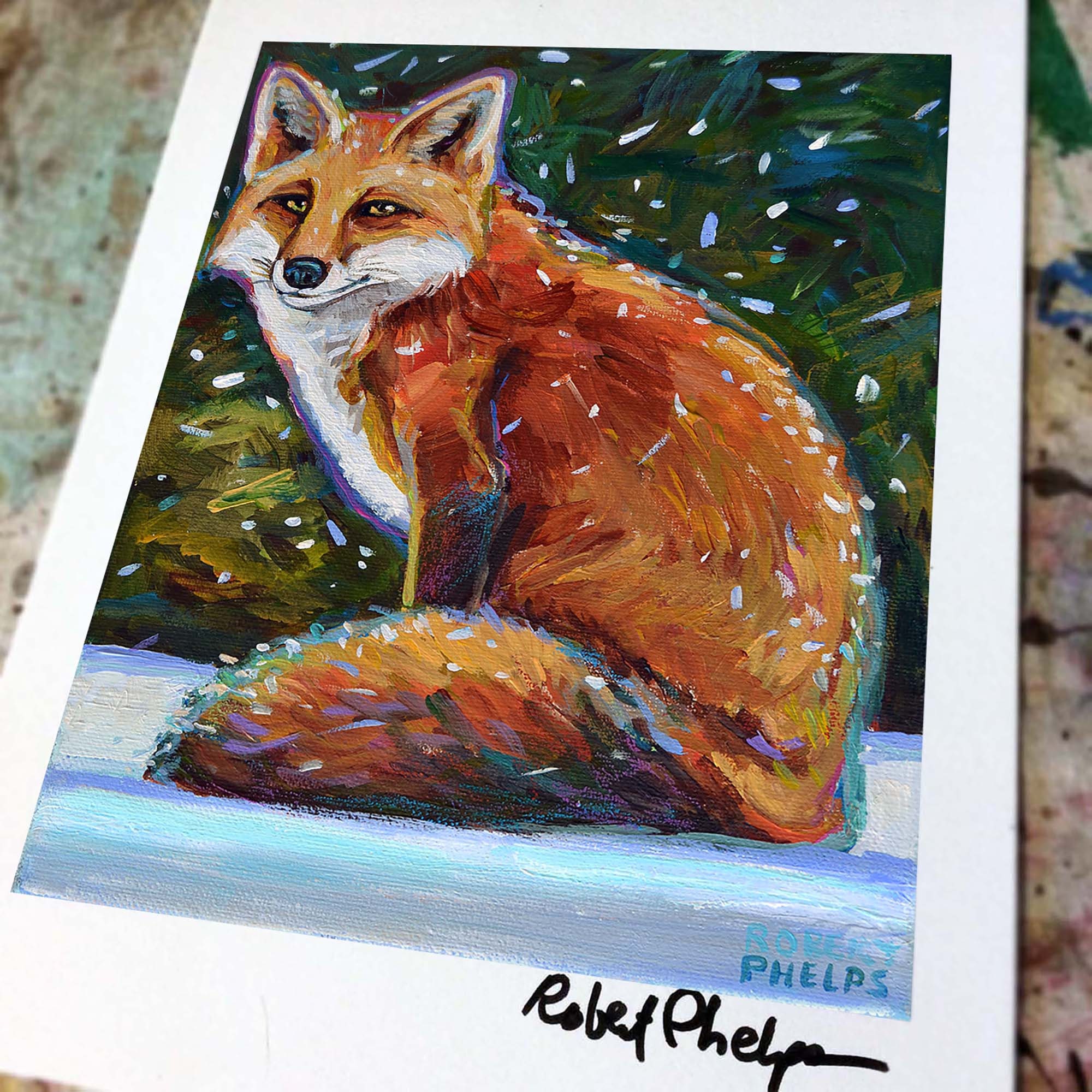 WINTER FOX ART Print by Robert Phelps Juniper Foxx Art | Etsy