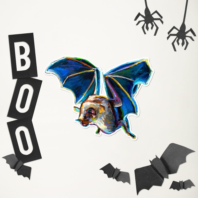 Psychedelic Flying Bat Bubble-free Stickers Halloween Laptop - Etsy