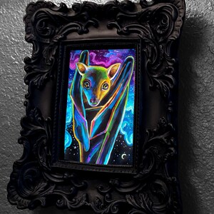 Cute Mini Bat Art Print; Macabre Bookshelf Art, 4x6 Psychedelic Bats ...