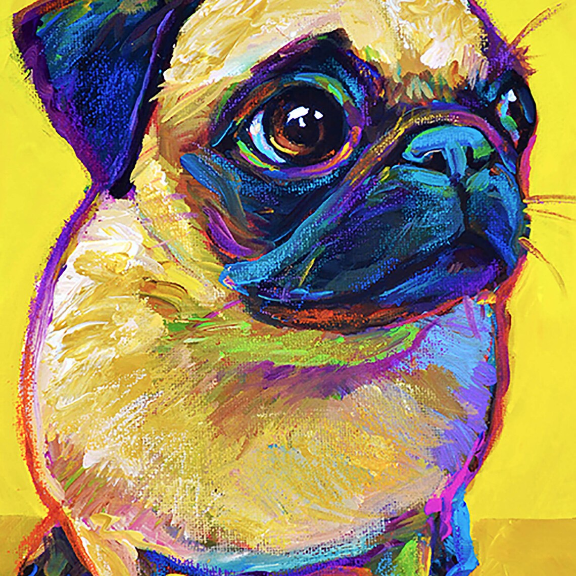 Colorful Pug Art Pug Art Print Cute Pug Wall Art Pug Lover | Etsy