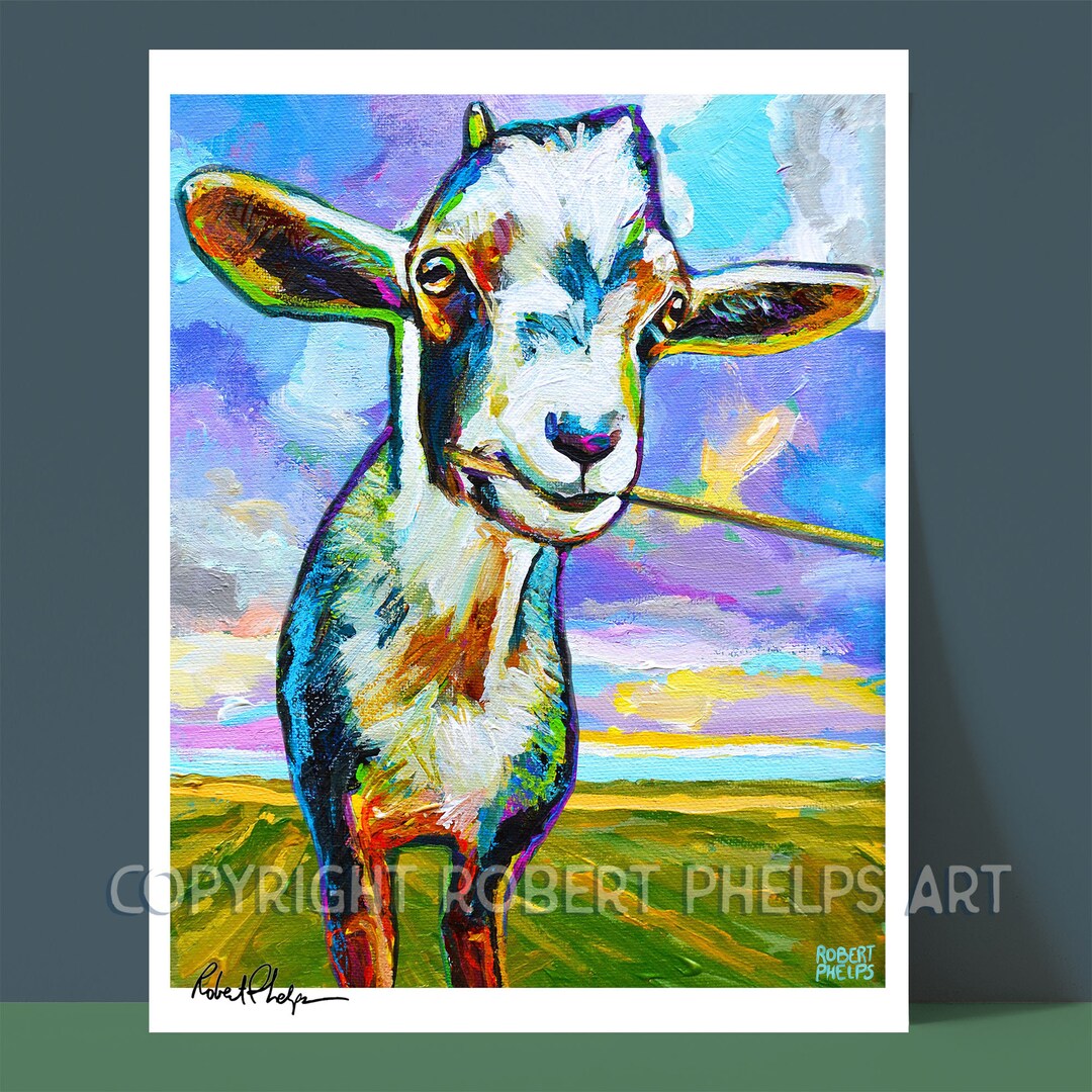 Rustic Farm Goat Art Print, Country Cottage Wall Art, Farmhouse Decor ...