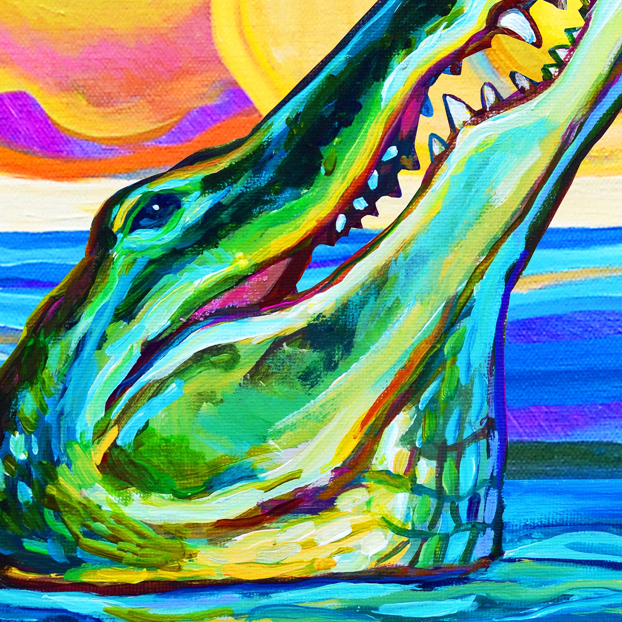 Psychedelic Sunset ALLIGATOR ART PRINT by Robert Phelps Surf - Etsy