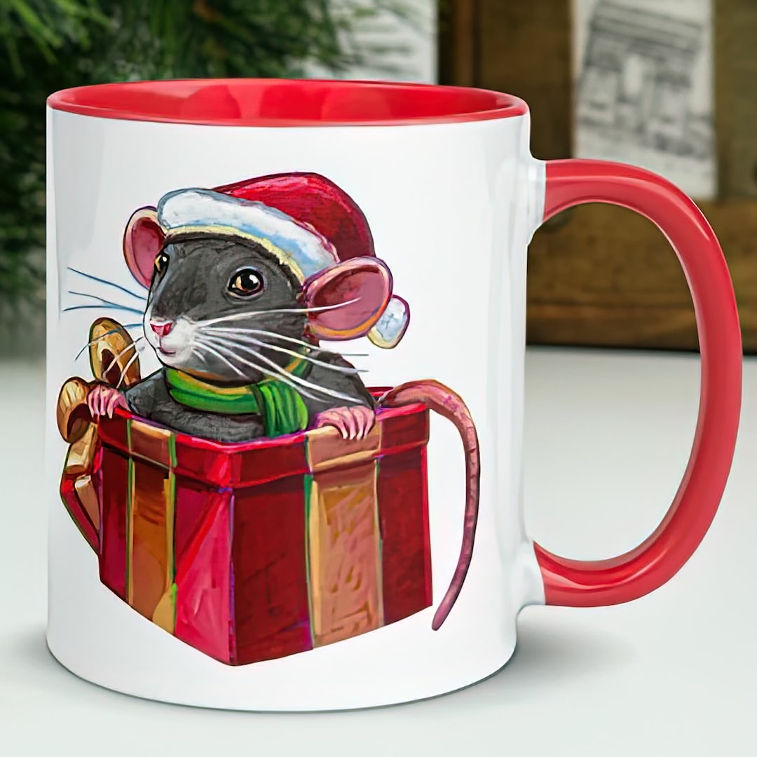 Christmas Rat Coffee Mug, Merry Christmas Rat, Rat Stocking Stuffer ...