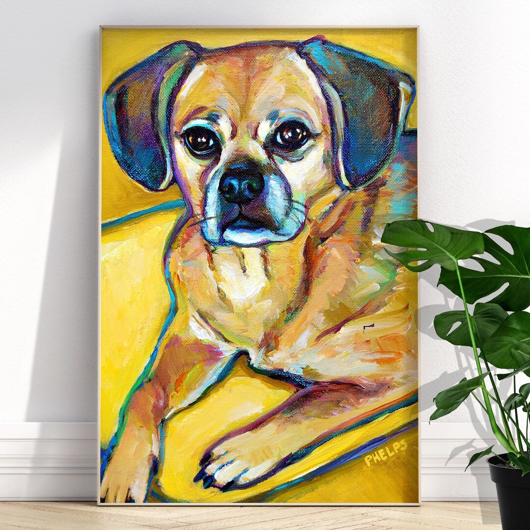 Large Puggle Poster, Cute Wall Art for Dog Lovers, Puggle Gift, Puggle ...