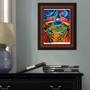 Witchy Frog Halloween Print, Spooky Frog Art, Cute Halloween Art ...