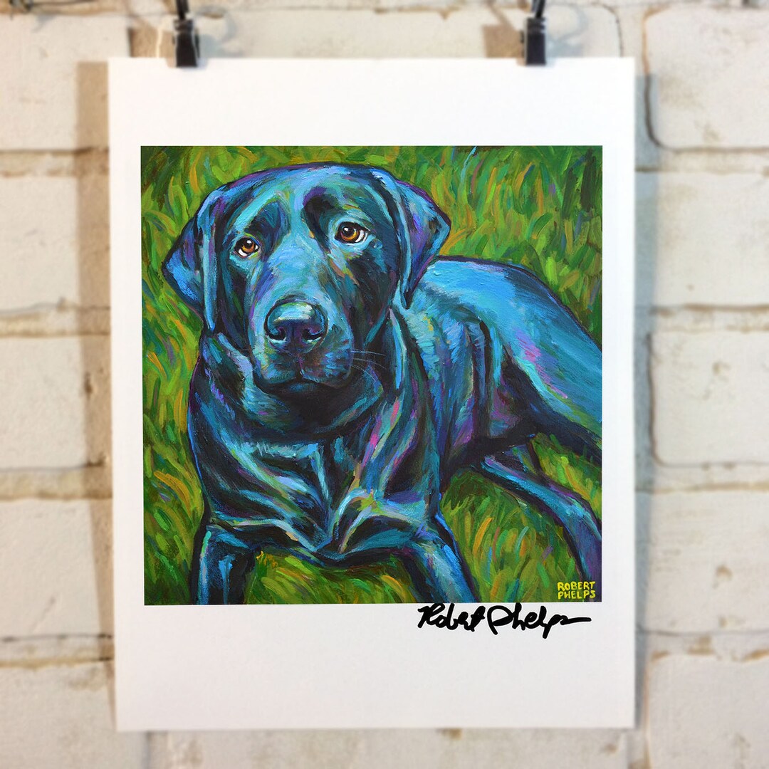 Colorful Black LABRADOR RETRIEVER Art Print by Robert Phelps Black Lab ...