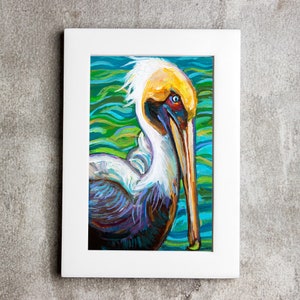 Colorful Pelican Art, Pelican Mini Prints, Brown Pelican Painting ...