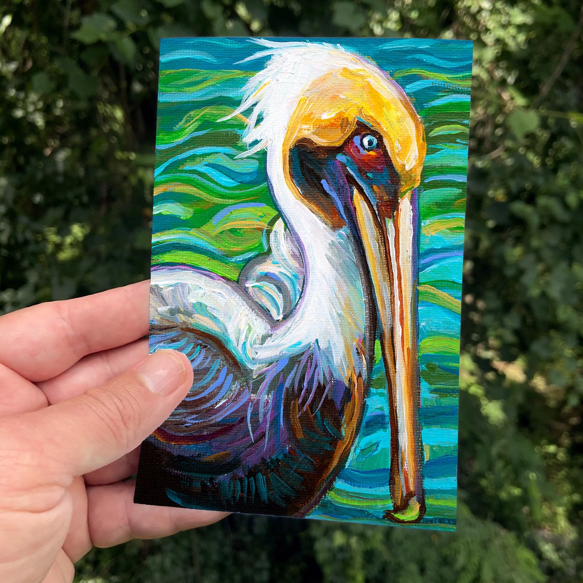 Colorful Pelican Art Pelican Mini Prints Brown Pelican | Etsy