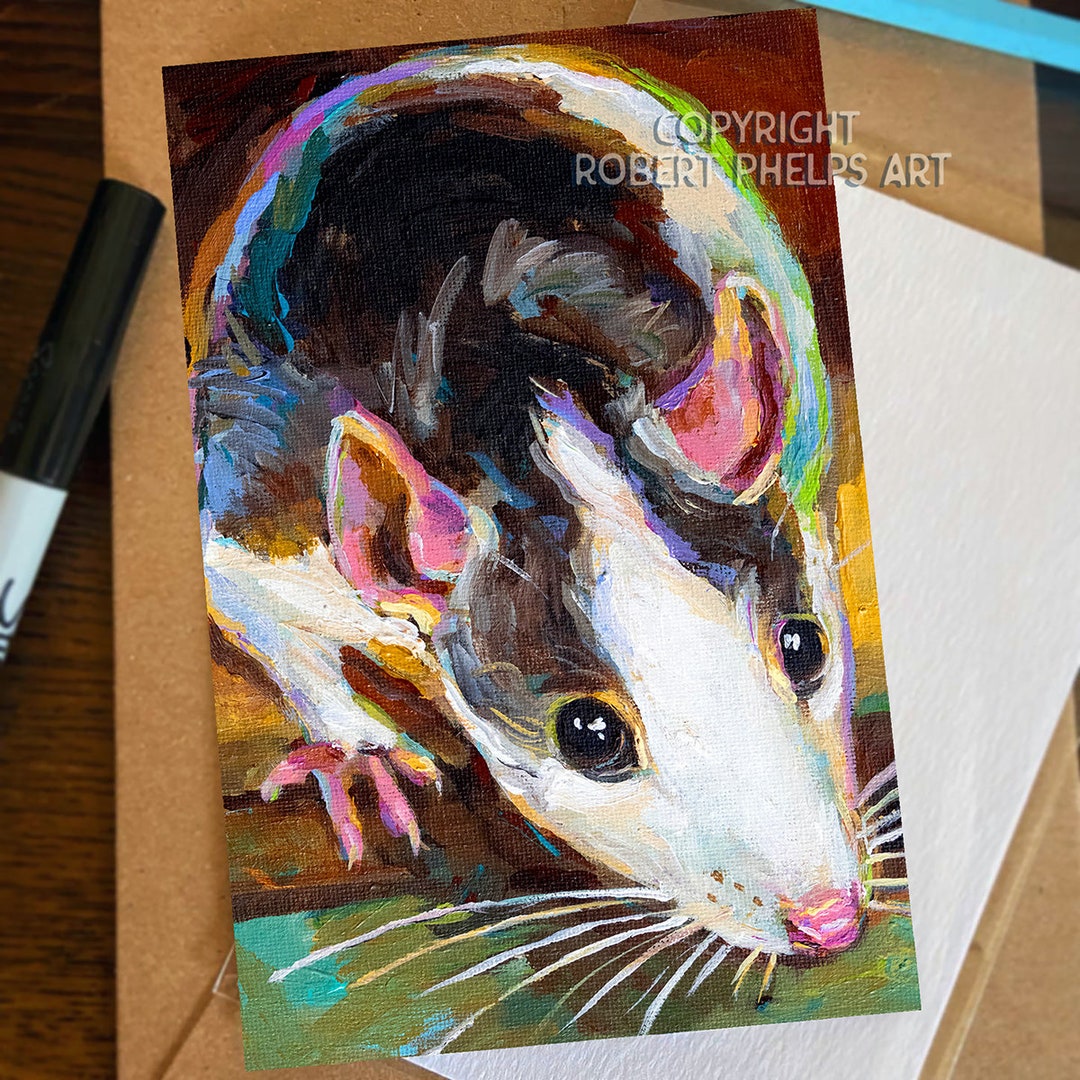4 X 6 Rat Art Print, Cute Rat Wall Art Print, Rat Painting, Rat Wall ...
