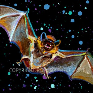 Bat Art. Creepy Cute Gothic Bat Mini Print; Unframed 4x6 Psychedelic ...
