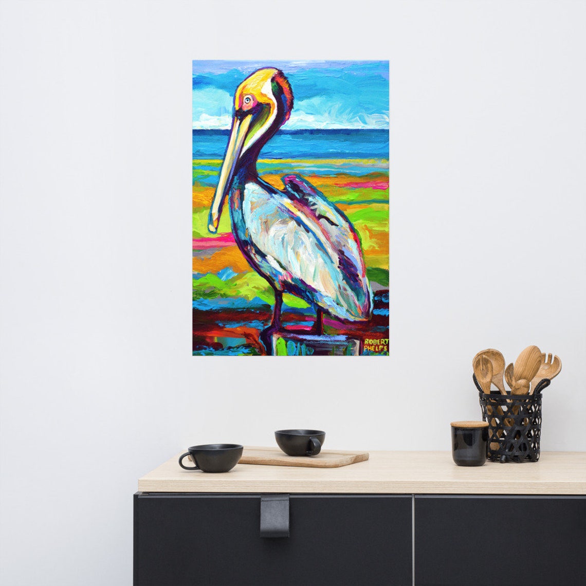 Colorful Pelican Poster, Pelican Wall Decor, Pelican Art Print, Pelican ...