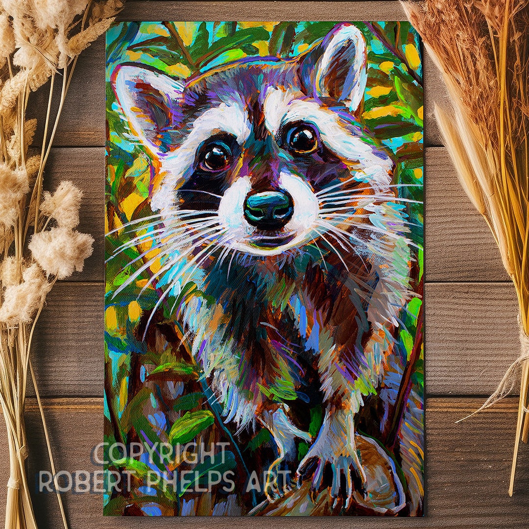 Cute Raccoon Mini Print - Adorable Raccoon Decor, Funny Animal Art ...