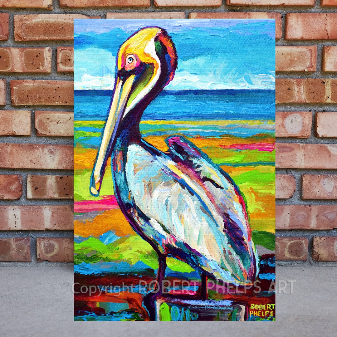 Colorful Pelican Poster, Pelican Wall Decor, Pelican Art Print, Pelican ...