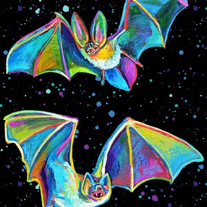 Fine Art. Creepy Cute Gothic Bat Mini Print; Unframed 4x6 Psychedelic ...