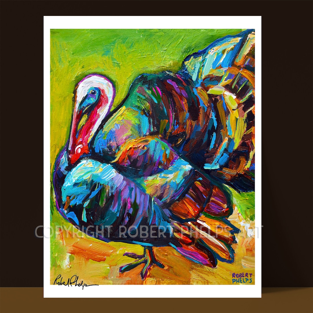 Colorful Turkey Art Print, Thanksgiving Decorations, Thanksgiving Wall ...