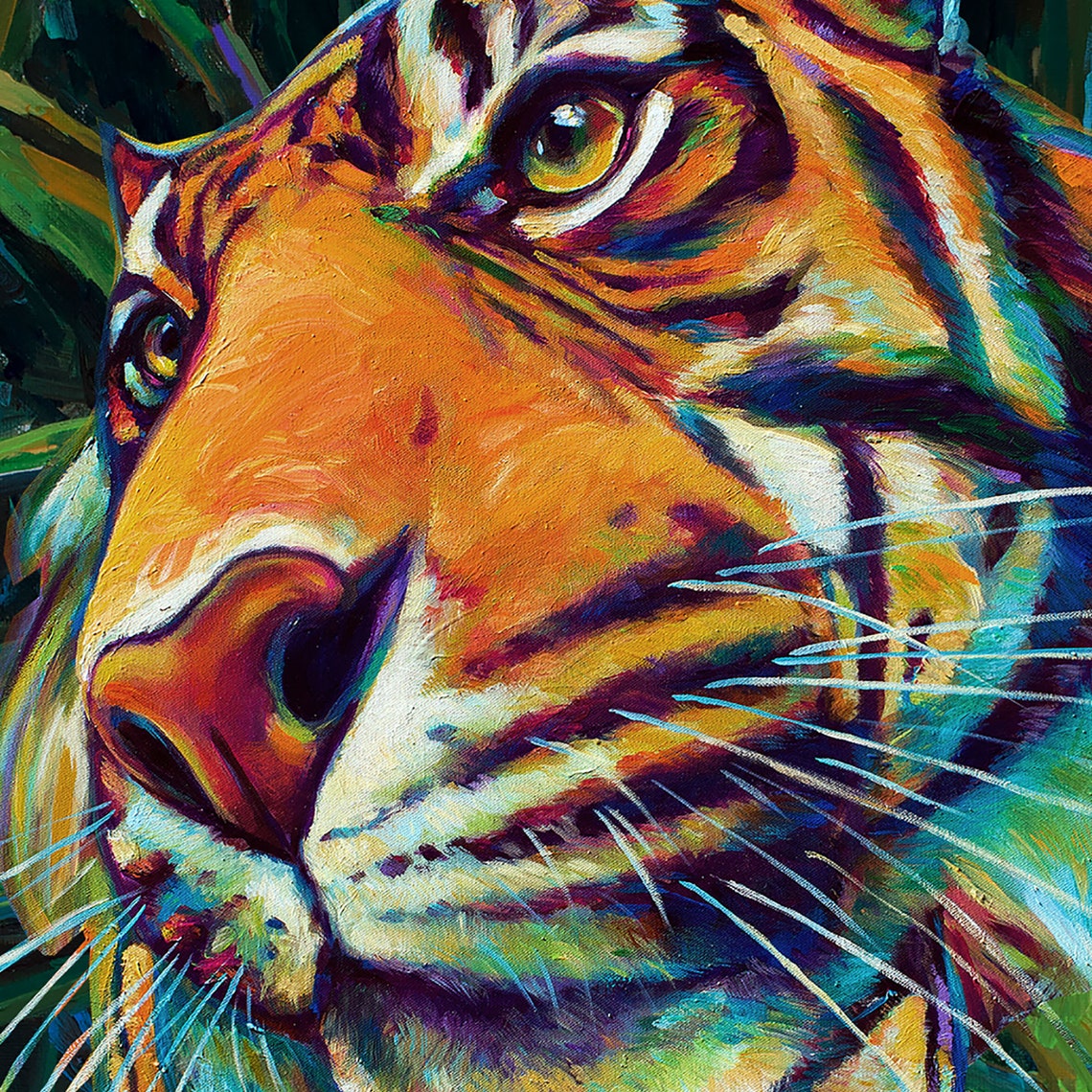 Fine Art. 4x6 Tiger Art Print, Colorful Tiger Mini Print, Postcard Size ...