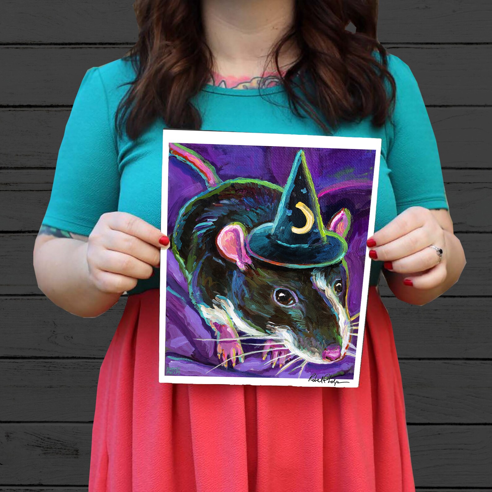 Witchy Rat Halloween Print, Rat Home Decor, Spooky Rat Art, Cute ...