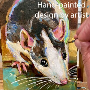 Original Rat Painting on Canvas Panel, Impressionist Rat Artwork, Rat ...