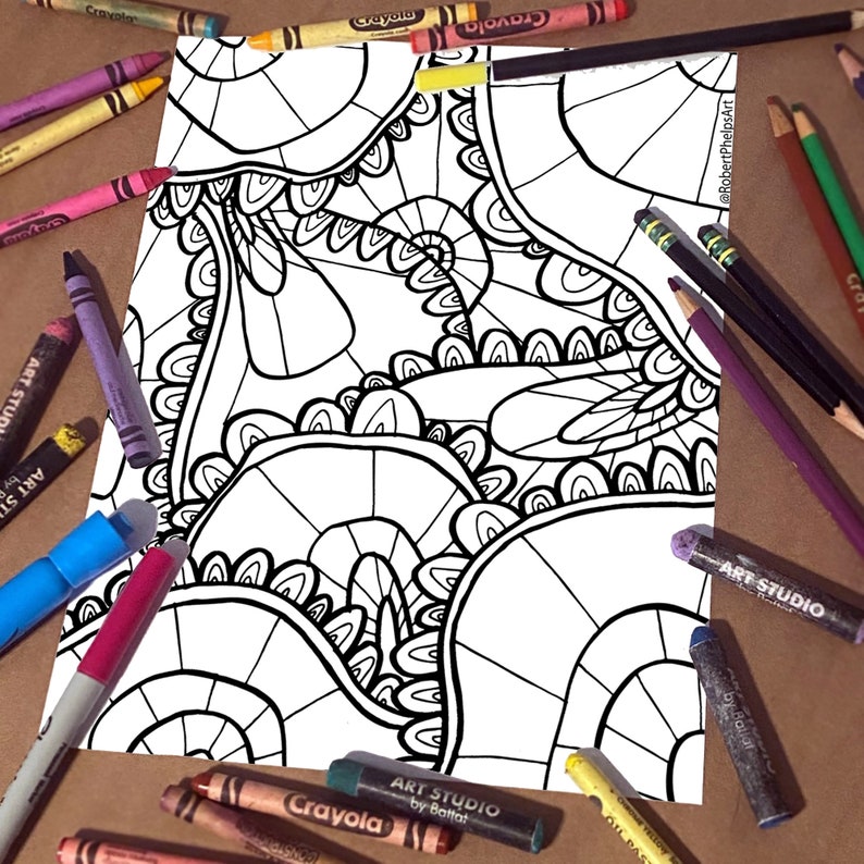 Psychedelic Vortex Downloadable Coloring Book Page Fun and | Etsy