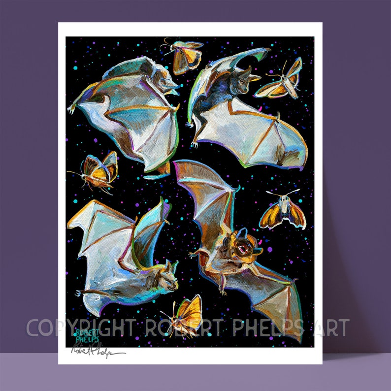 Spooky Art Print Creepy Cute Flying Bats Gothic Wall Art | Etsy