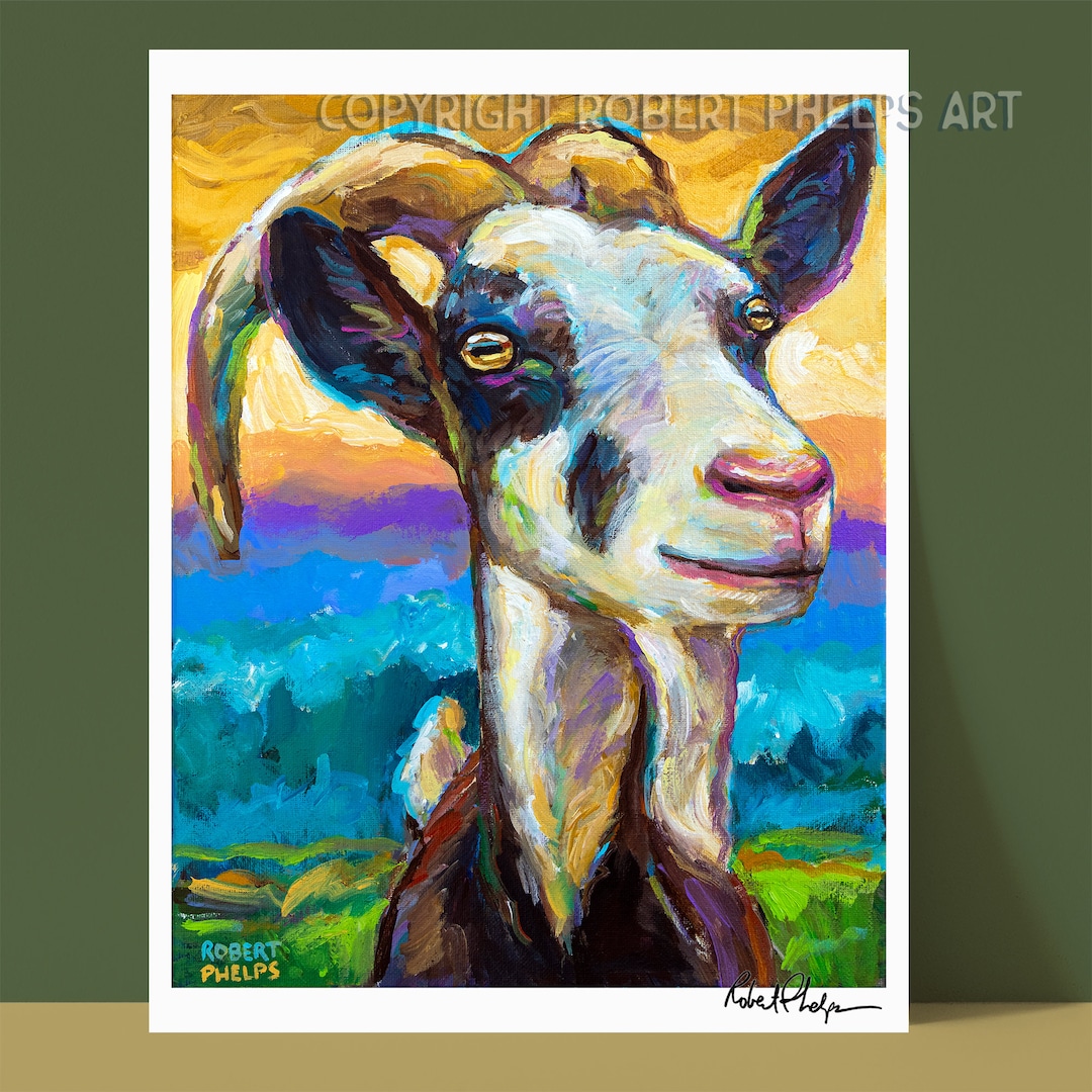 Colorful Goat Wall Art Print, Goat Lover Gift, Farm Animal Decor ...