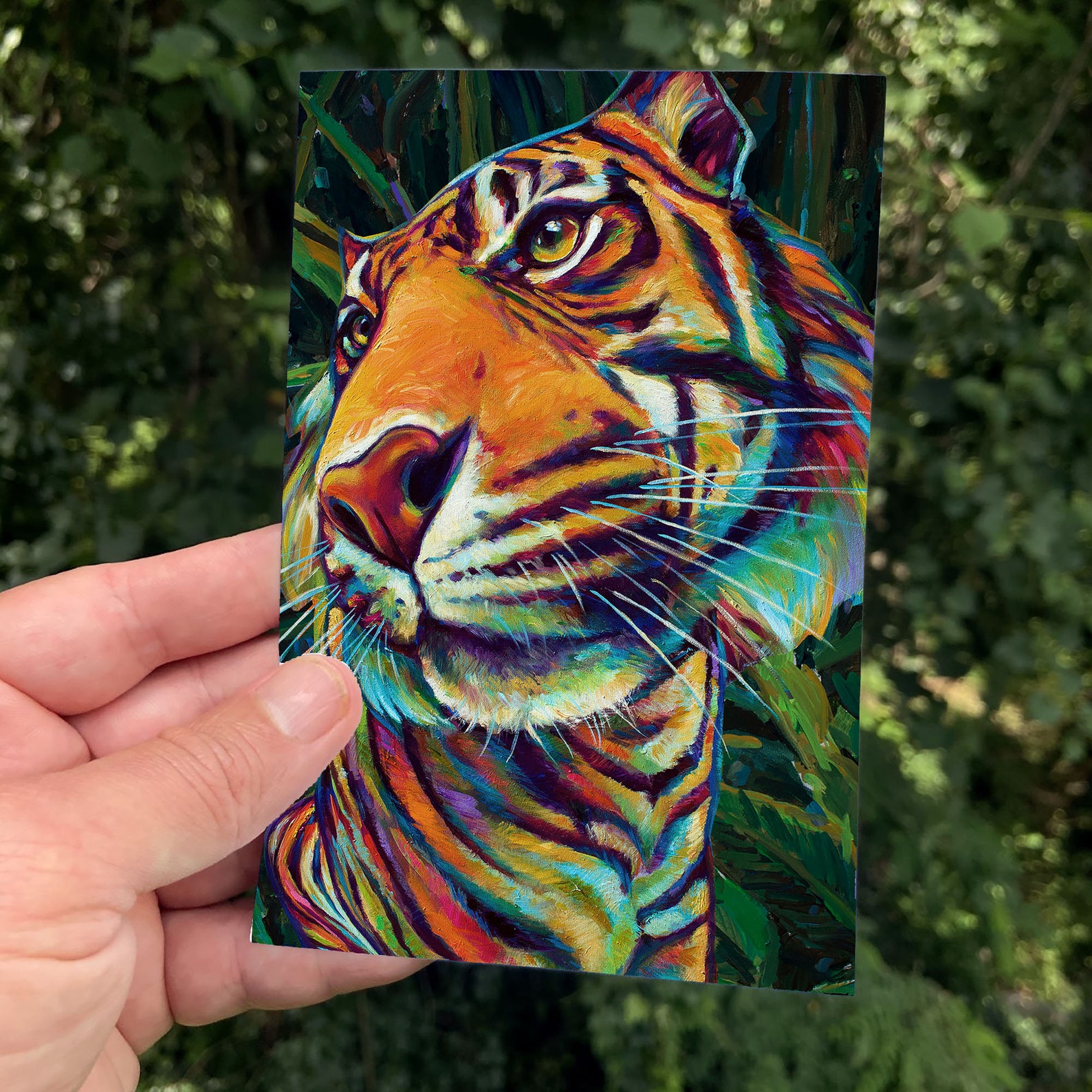 Fine Art. 4x6 Tiger Art Print, Colorful Tiger Mini Print, Postcard Size ...