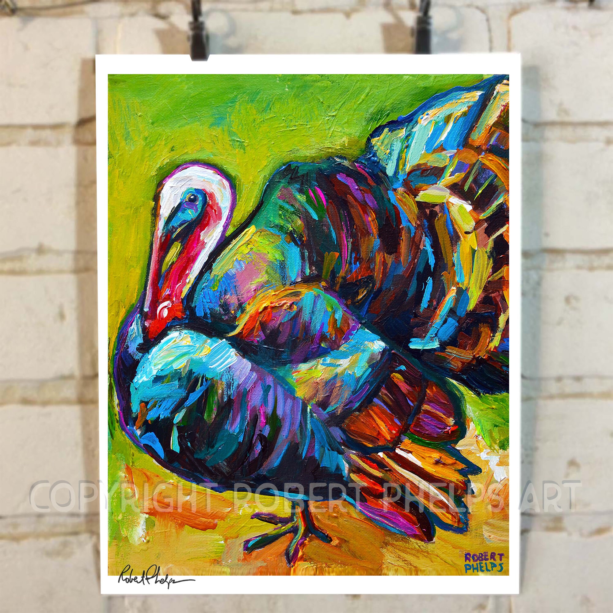 Colorful Turkey Art Print, Thanksgiving Decorations, Thanksgiving Wall ...