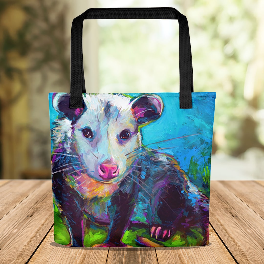Opossum Tote Bag, Possum Market Bag, Nocturnal Animal Art, Tote Bag for ...