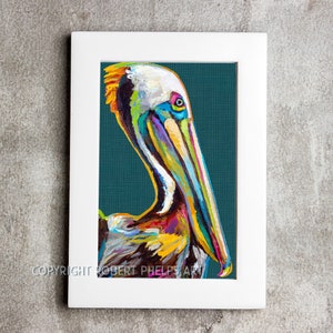 Colorful Pelican Mini Wall Art Print, Pelican Painting Artwork for ...