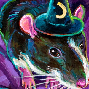 Witchy Rat Halloween Print, Rat Home Decor, Spooky Rat Art, Cute ...