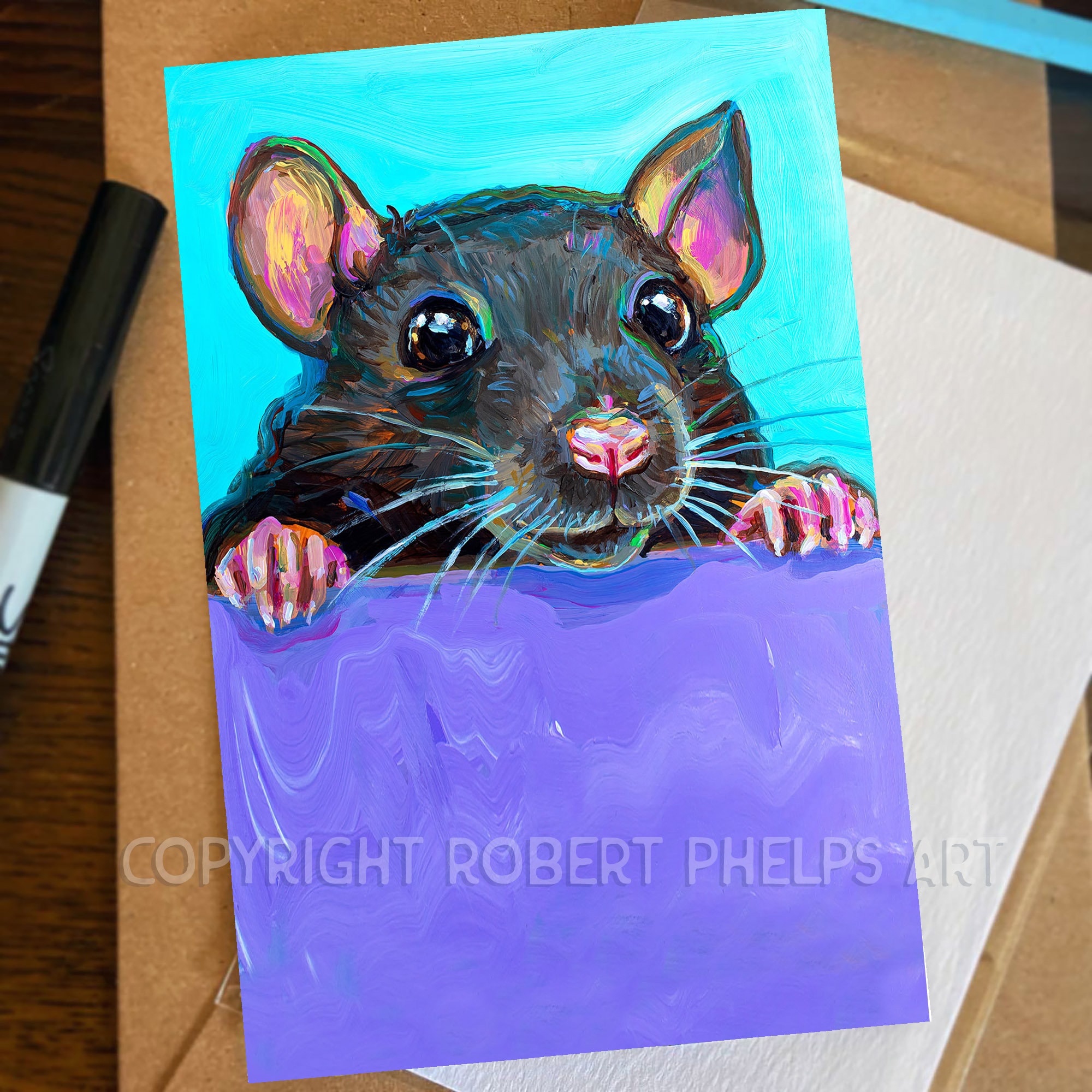 Rat Art Print Cute Rat Art Stocking Stuffer Rat Christmas | Etsy