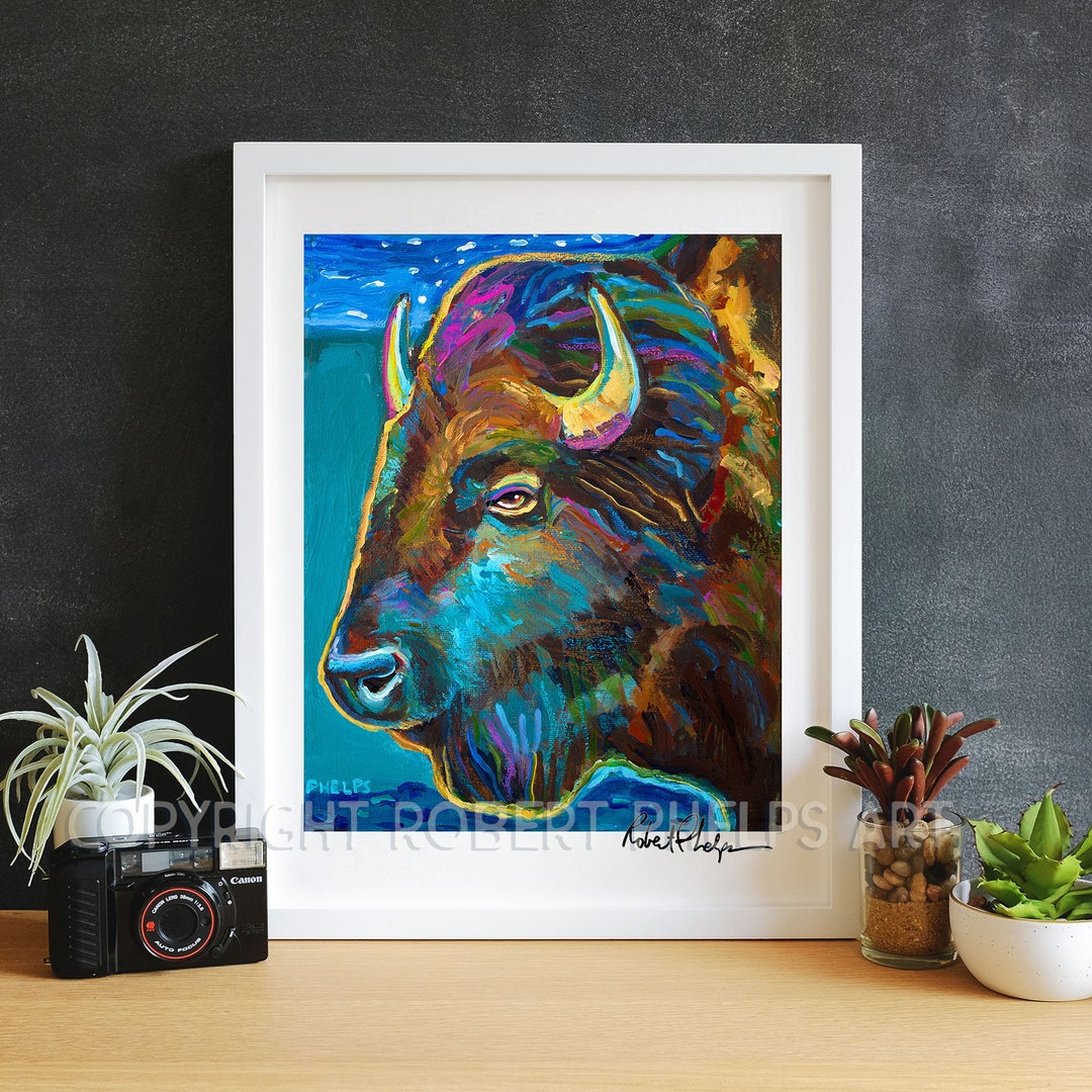 Psychedelic Animal Art Print, Colorful Bison Print, Trippy Animal ...