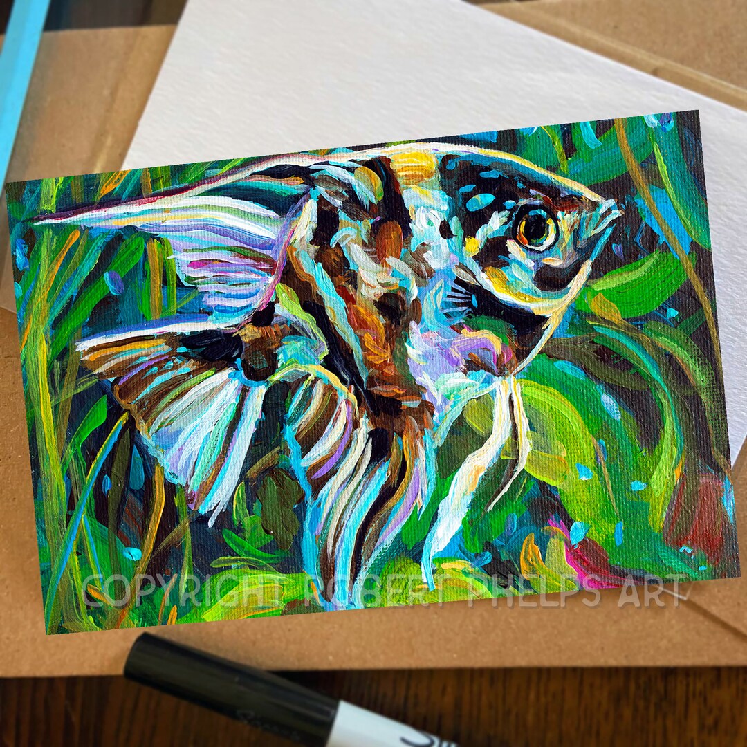 Angelfish Art Print, 4 X 6 Fish Print, Aquarium Fish Art, Tropical Art ...
