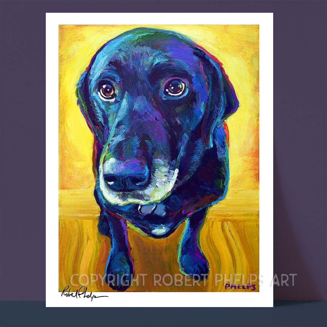 Black Labrador Retriever Art Print, Black Lab Painting, Dog Wall Art ...