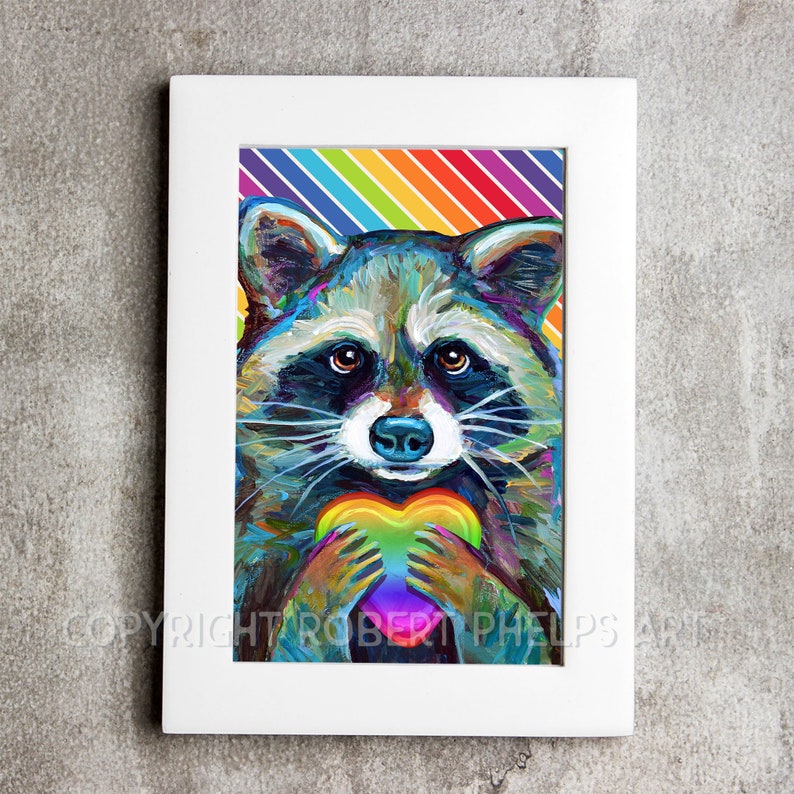 Rainbow Raccoon Print Love is Love Art LGBTQ Decor Pride - Etsy