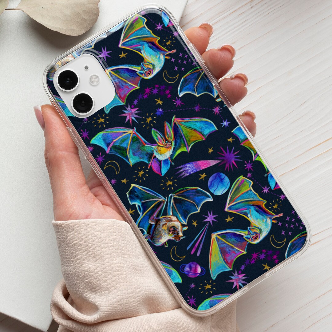 Colorful Bat Case, Cute Spooky Design, Gothic Phone Cover, Fun Gothic ...