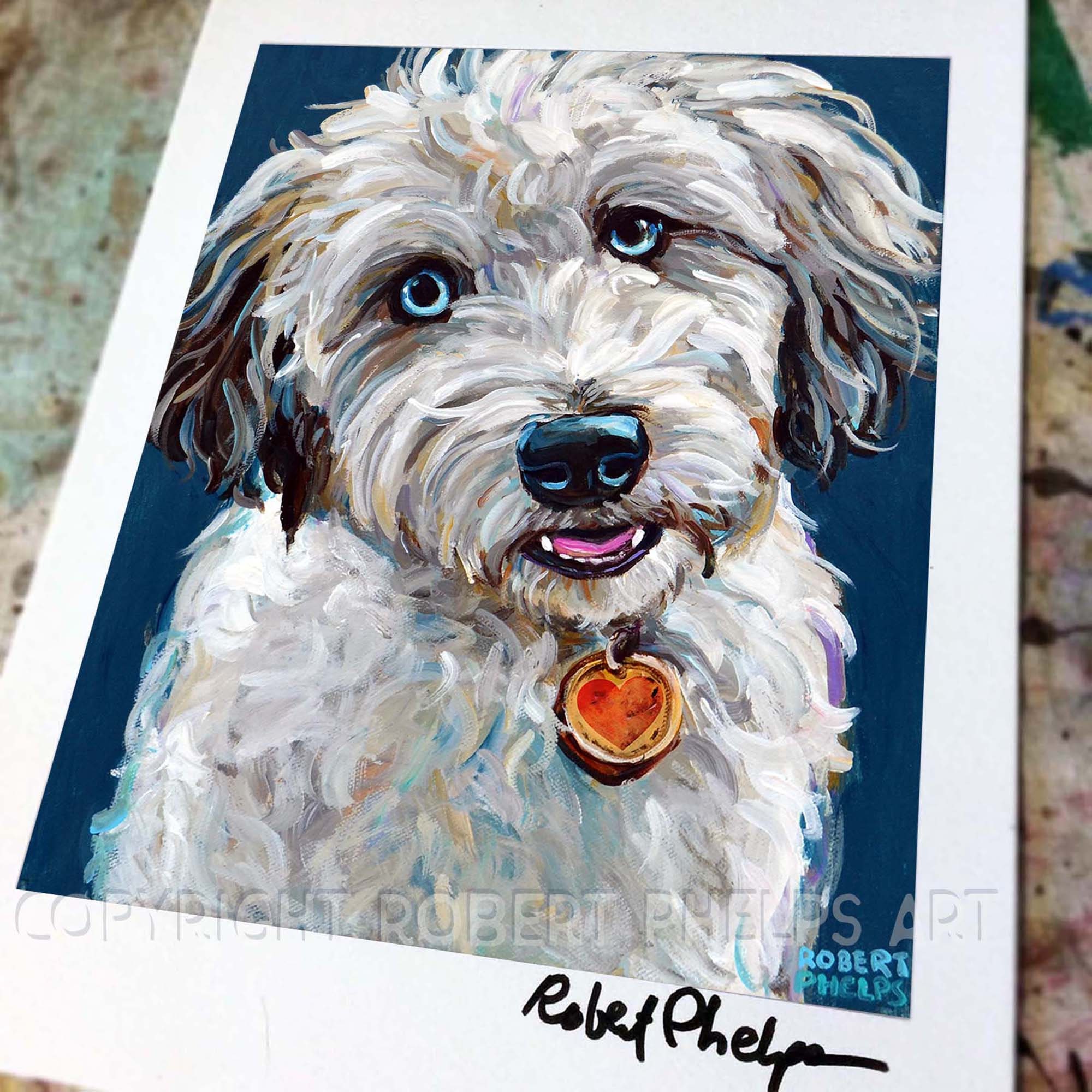 Art. Cute Aussiedoodle Puppy. 8.5 by 11 unframed print. Unique | Etsy