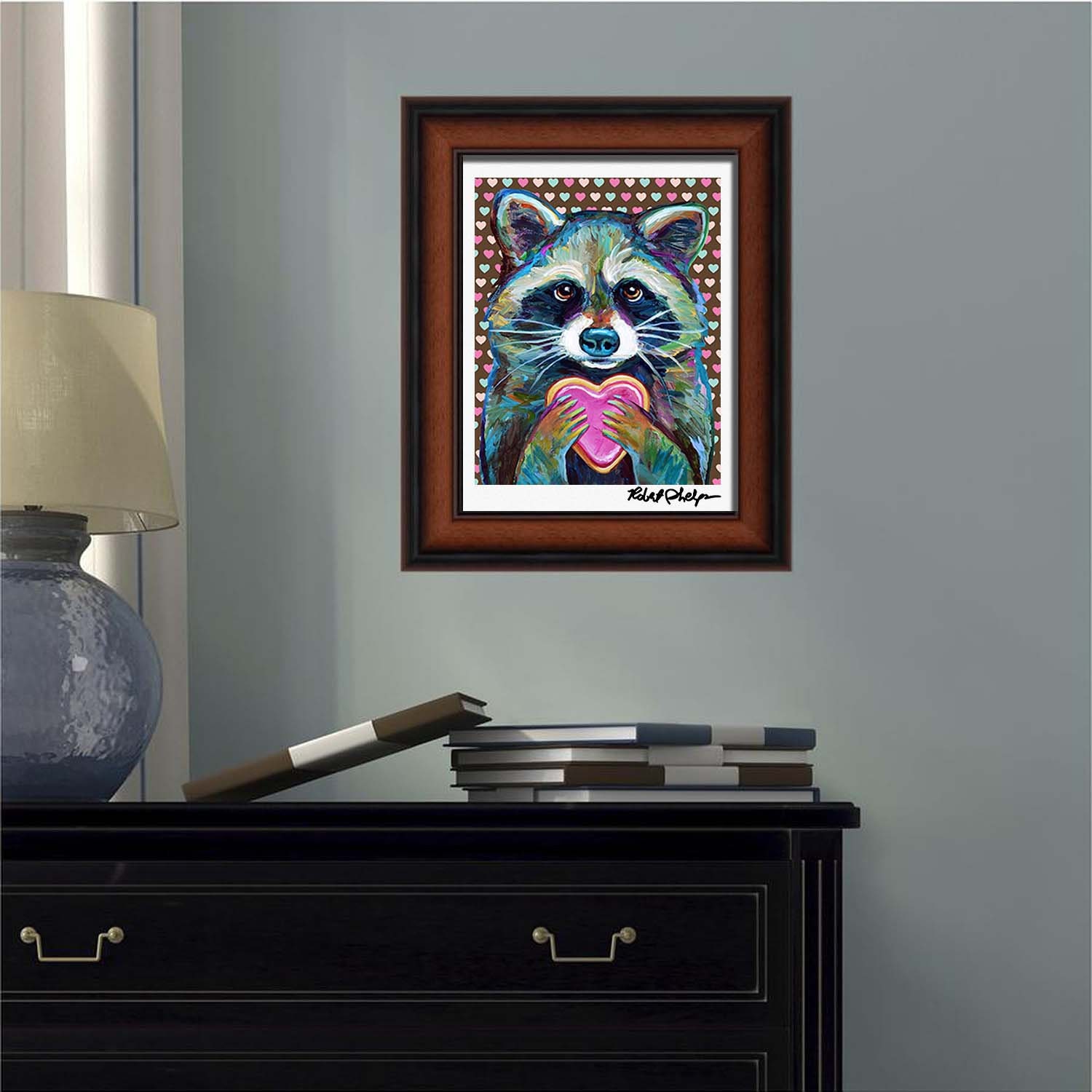 Valentine's Day CUTE RACCOON ART Print by Robert Phelps | Etsy