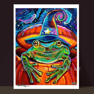 Witchy Frog Halloween Print, Spooky Frog Art, Cute Halloween Art ...