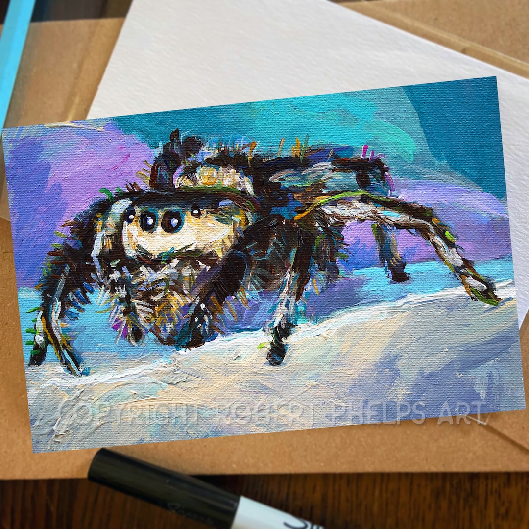 Jumping Spider Art, 4 X 6 Mini Art Print; Jumping Spider Gifts, Creepy ...