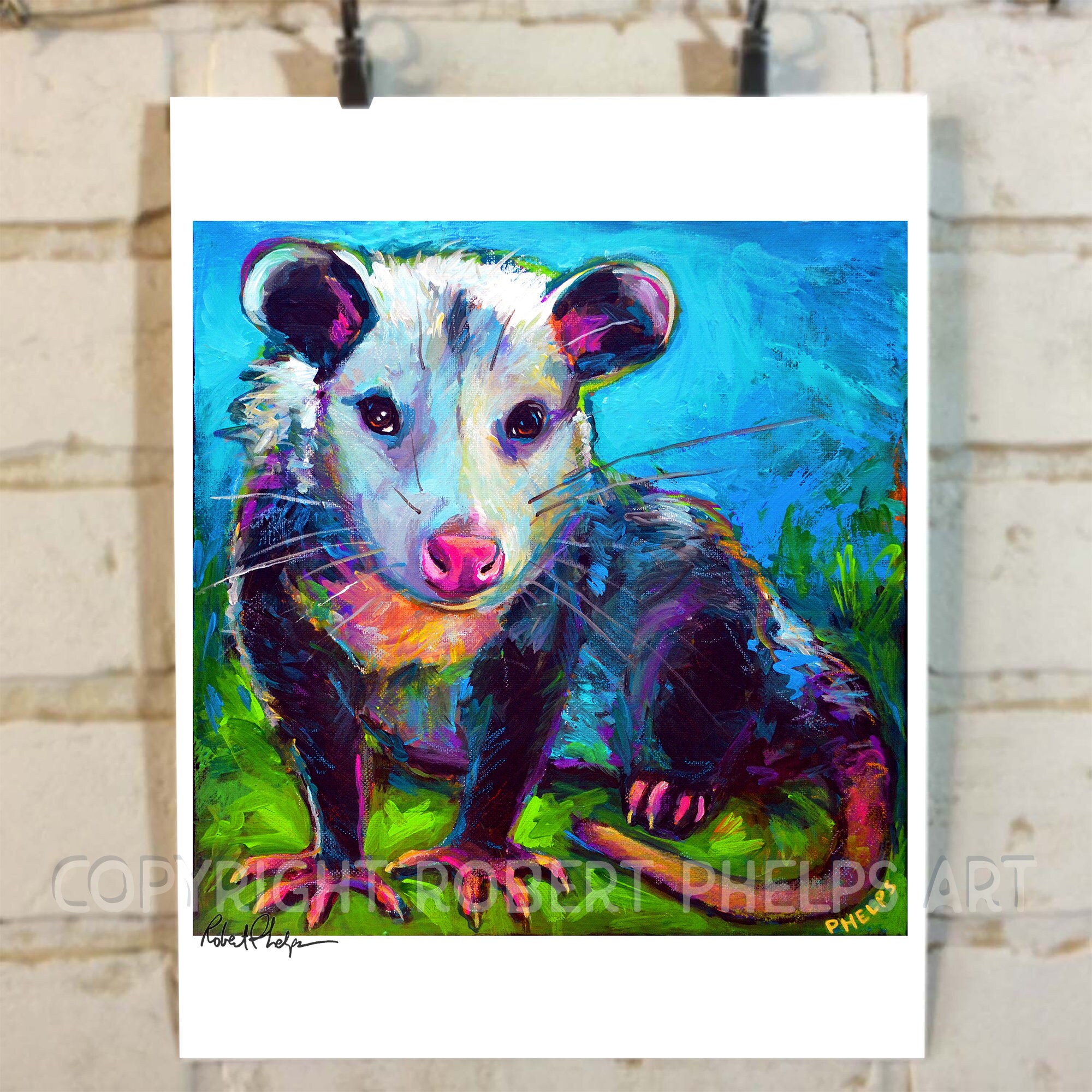 OPOSSUM ART PRINT, Opossum Painting, Possum Wall Art, Nocturnal Animals ...