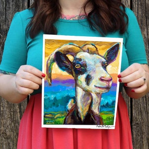 Colorful Goat Wall Art Print, Goat Lover Gift, Farm Animal Decor ...