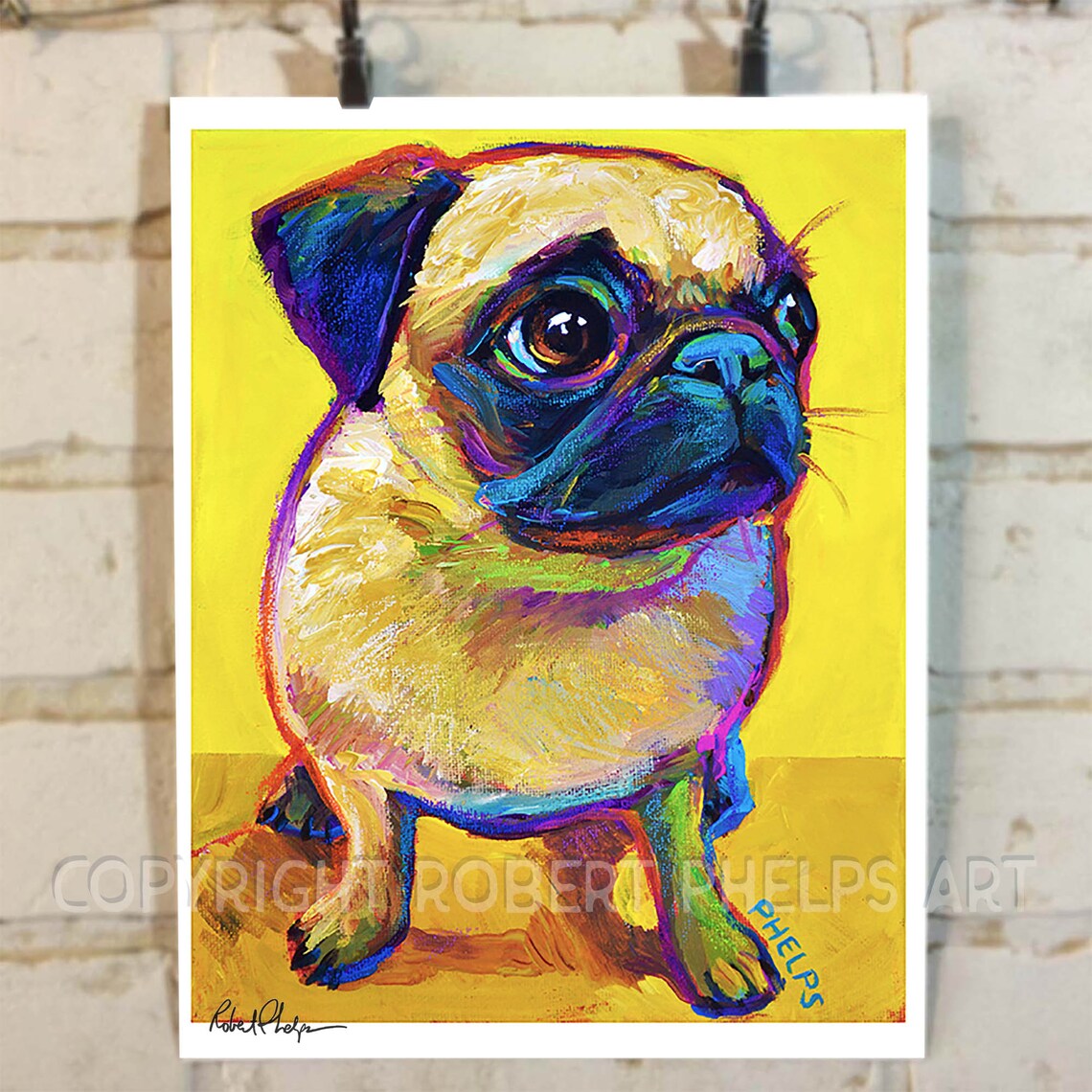 Colorful Pug Art Pug Art Print Cute Pug Wall Art Pug Lover | Etsy